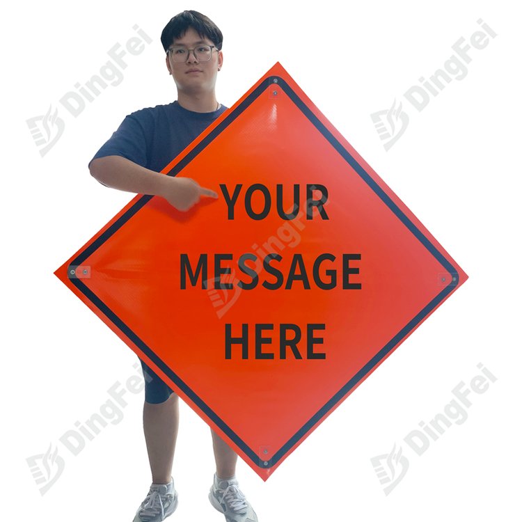 Retro Flexible Message Reflective Roll Up Traffic Construction Signs ...
