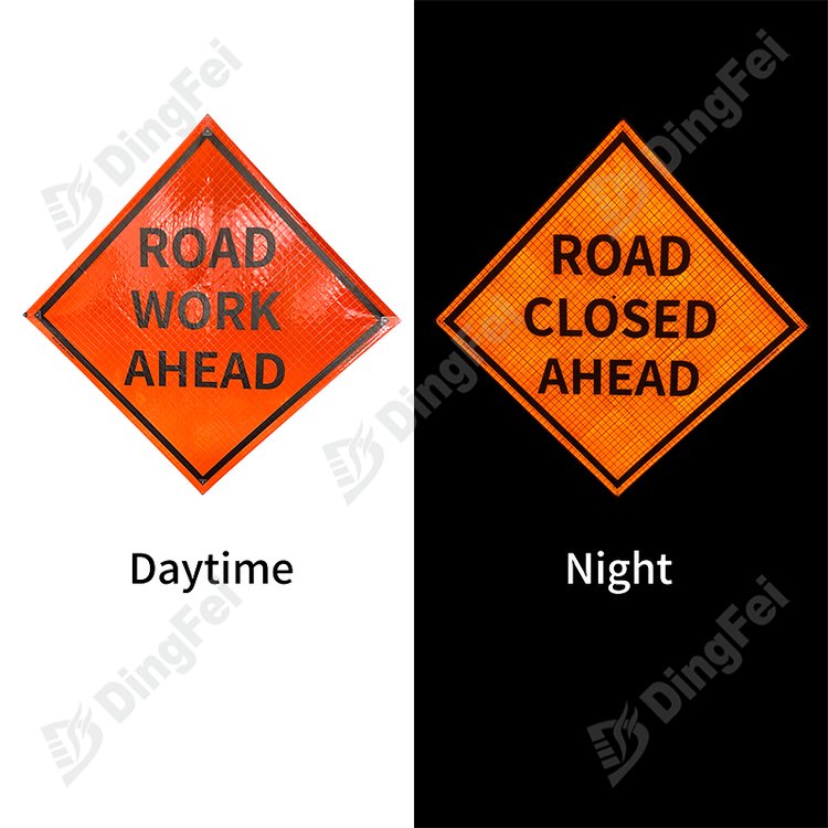 Roll Up Road Work Signs | Prismatic reflective film, PVC cone sleeve ...