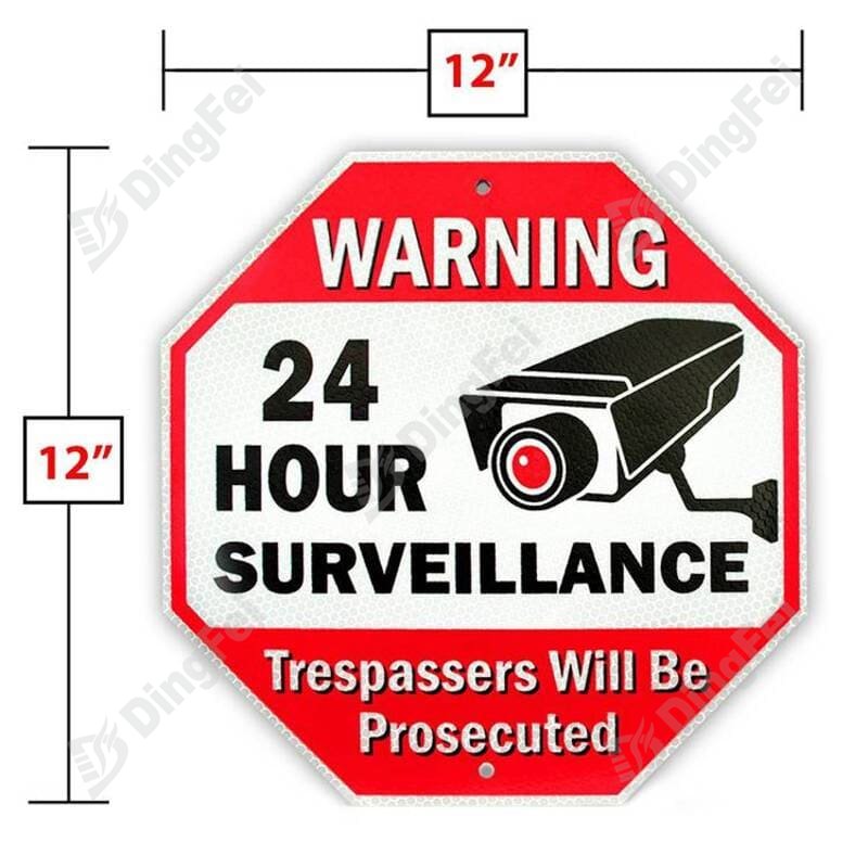 24 Hour Surveillance Sign | Prismatic reflective film, PVC cone sleeve ...