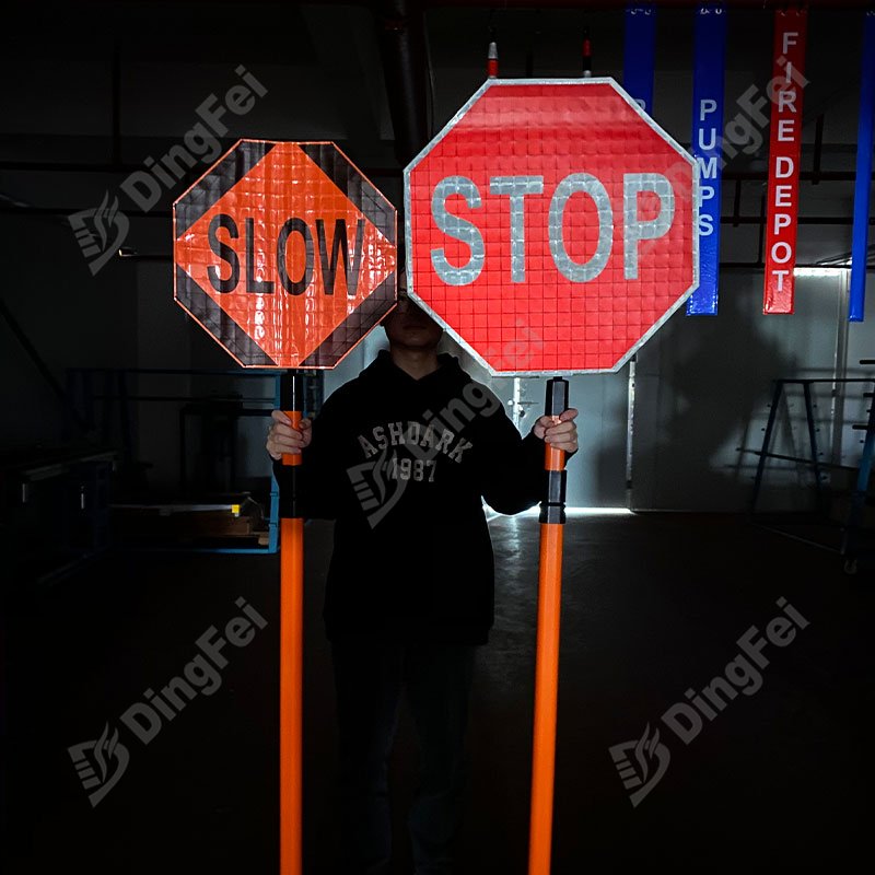 Roll Up Stop Sign | Prismatic reflective film, PVC cone sleeve ...