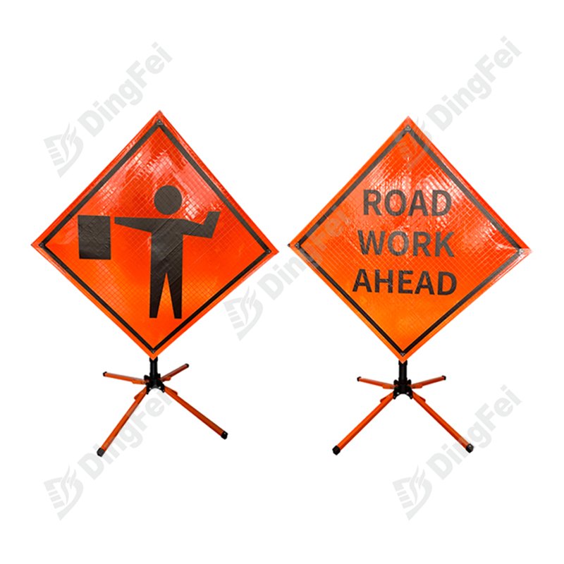Roll Up Construction Sign Stands | Prismatic reflective film, PVC cone ...
