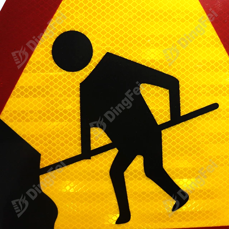 Reflective Man At Work Triangle Warning Sign | Prismatic reflective ...
