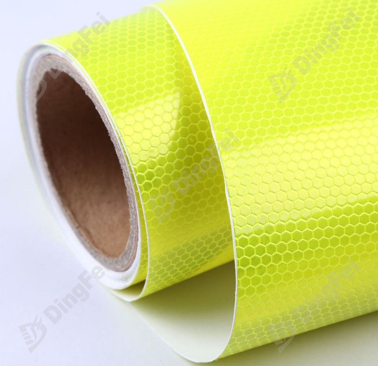 Fluorescent Yellow Reflective Honeycomb PVC Vinyl Sheeting | Prismatic ...