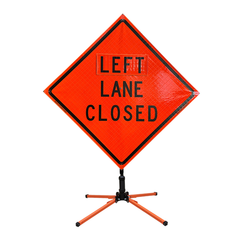 48 Inch Left Lane Closed Roll Up Reflective Traffic Sign | Prismatic ...