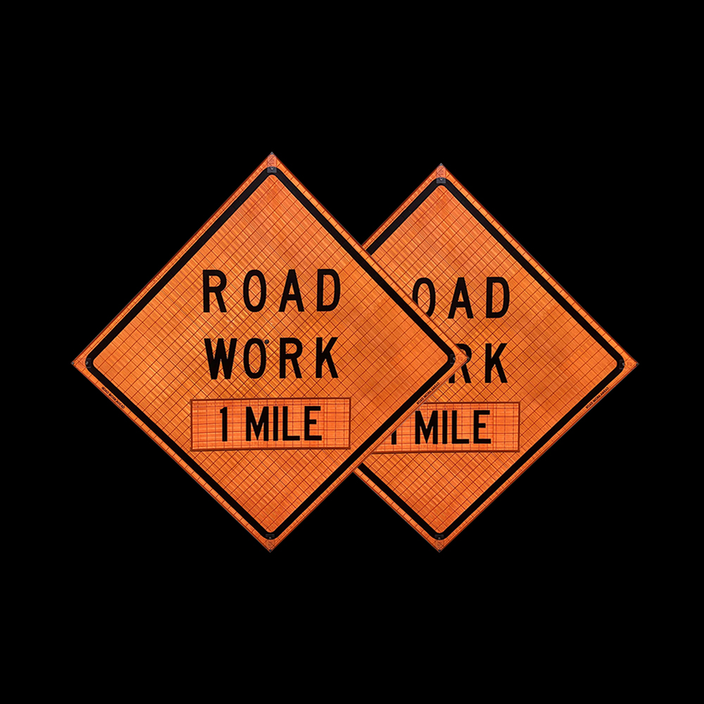 48 Inch Reflective Road Work 1 Mile Roll Up Traffic Sign | Prismatic ...