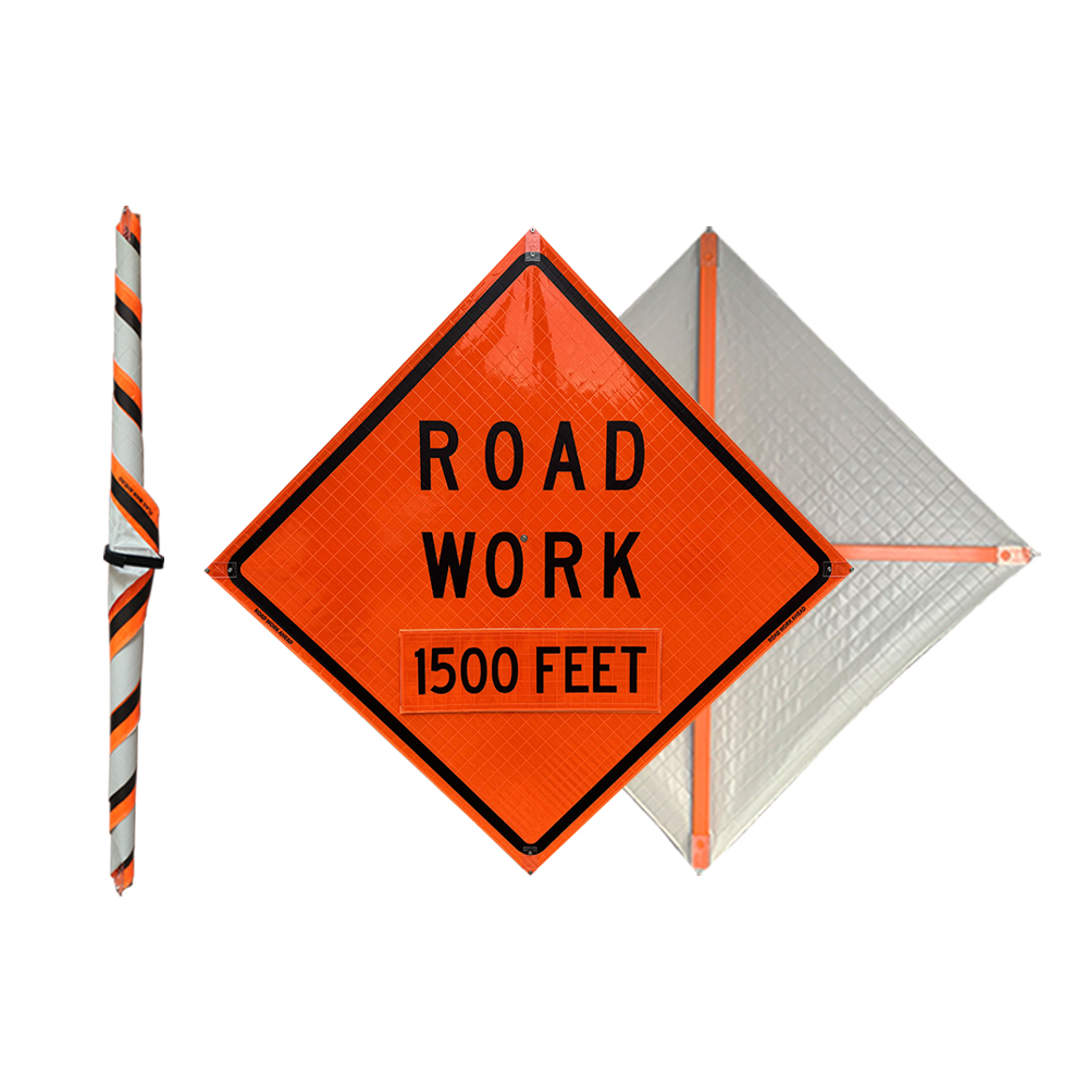 48 Inch Reflective Road Work 1500 Feet Roll Up Traffic Sign | Prismatic ...