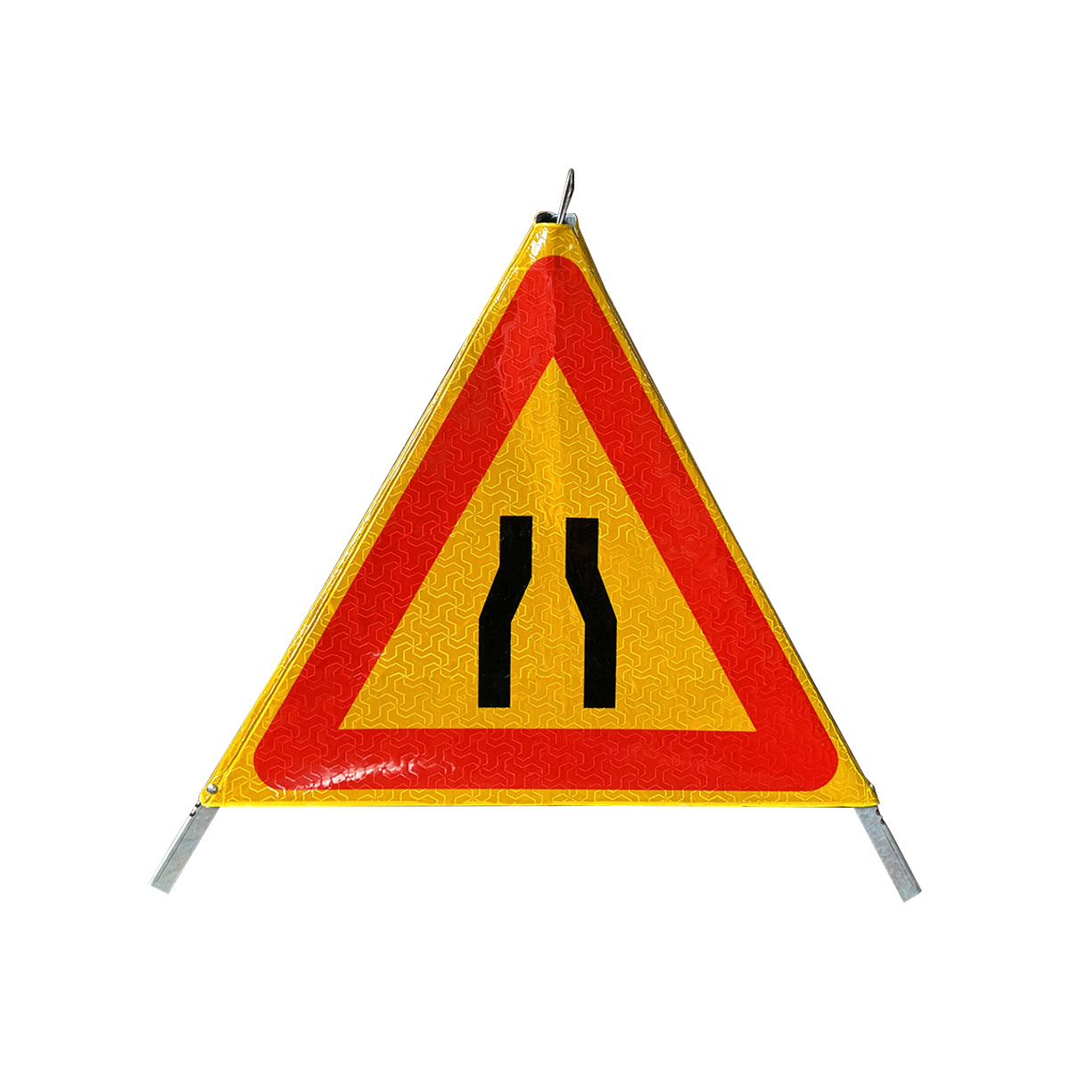 Road Narrows Reflective Folding Tripod Warning Sign | Prismatic ...
