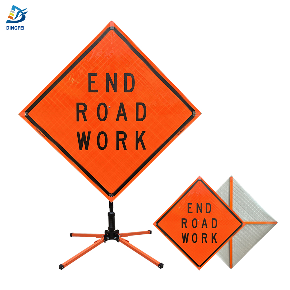 48 Inch Reflective End Road Work Roll Up Traffic Sign | Prismatic ...