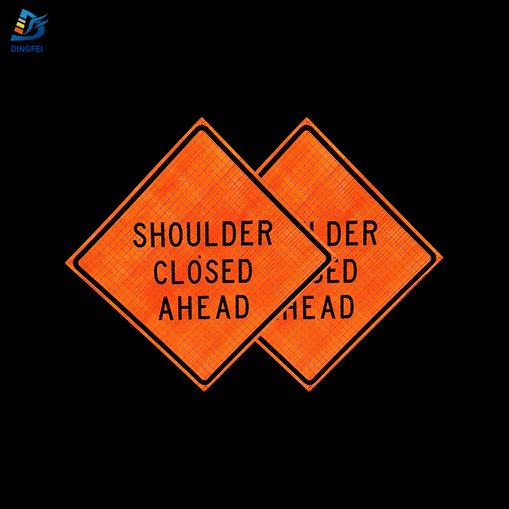 48 Inch Reflective Shoulder Closed Ahead Roll Up Traffic Sign ...