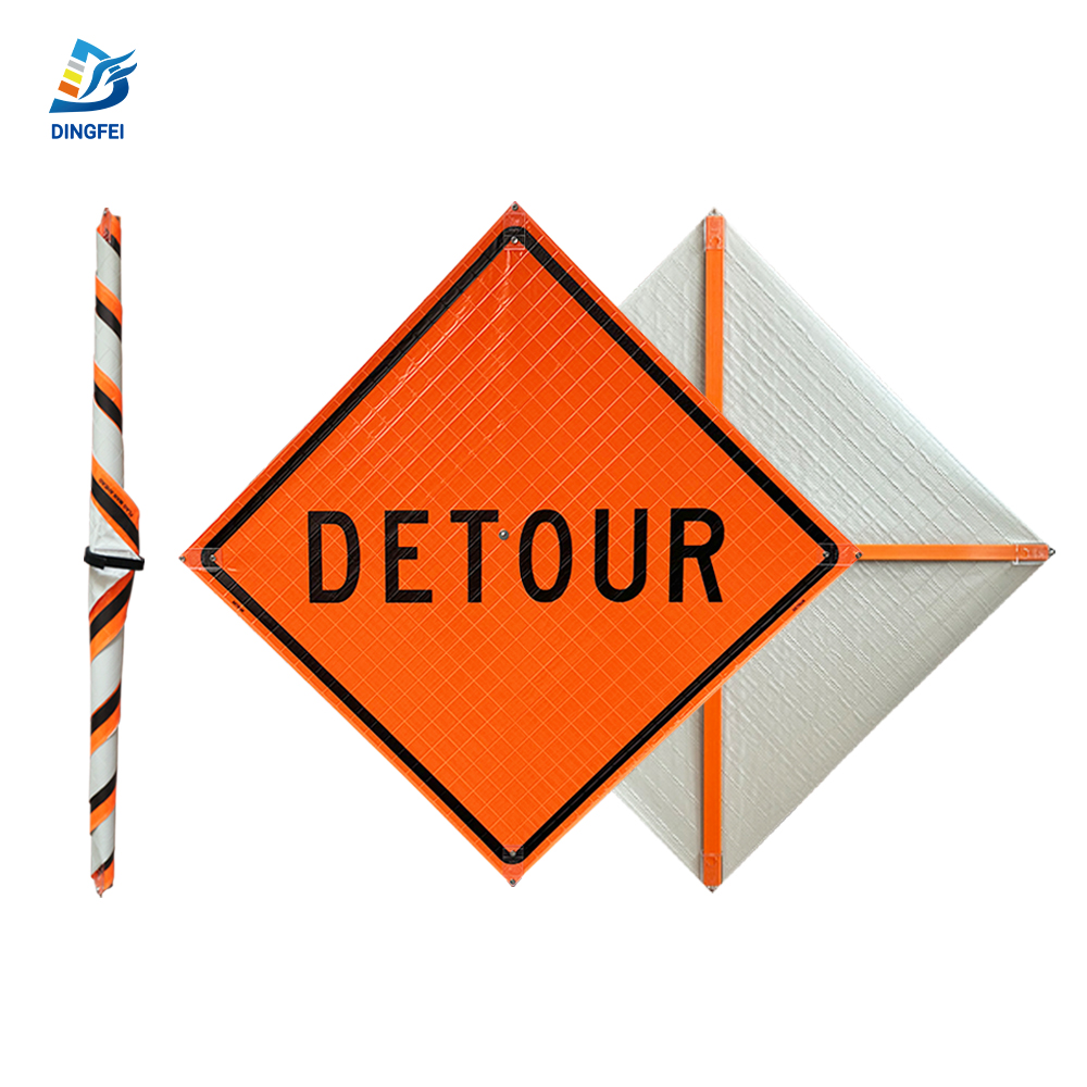 36 Inch Reflective Detour Roll Up Traffic Sign | Prismatic reflective ...