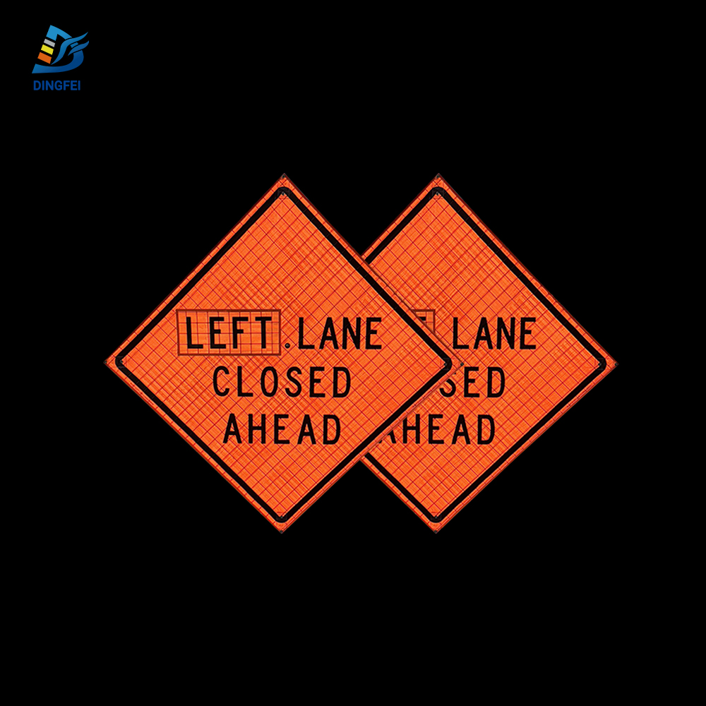 36 Inch Reflective Left Lane Closed Ahead Roll Up Traffic Sign ...