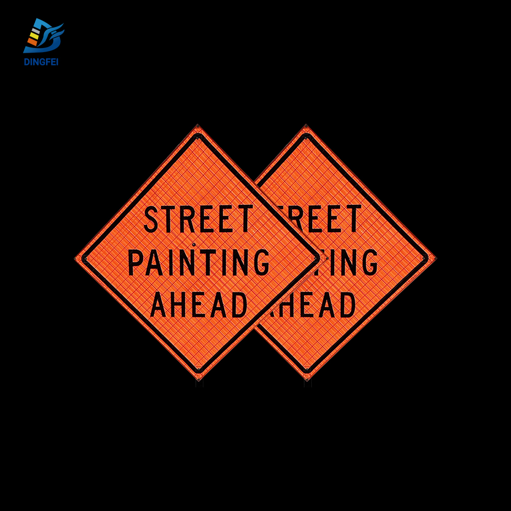 36 Inch Reflective Street Painting Ahead Roll Up Traffic Sign ...