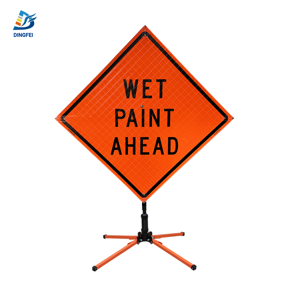 36 Inch Reflective Wet Paint Ahead Roll Up Traffic Sign | Prismatic ...