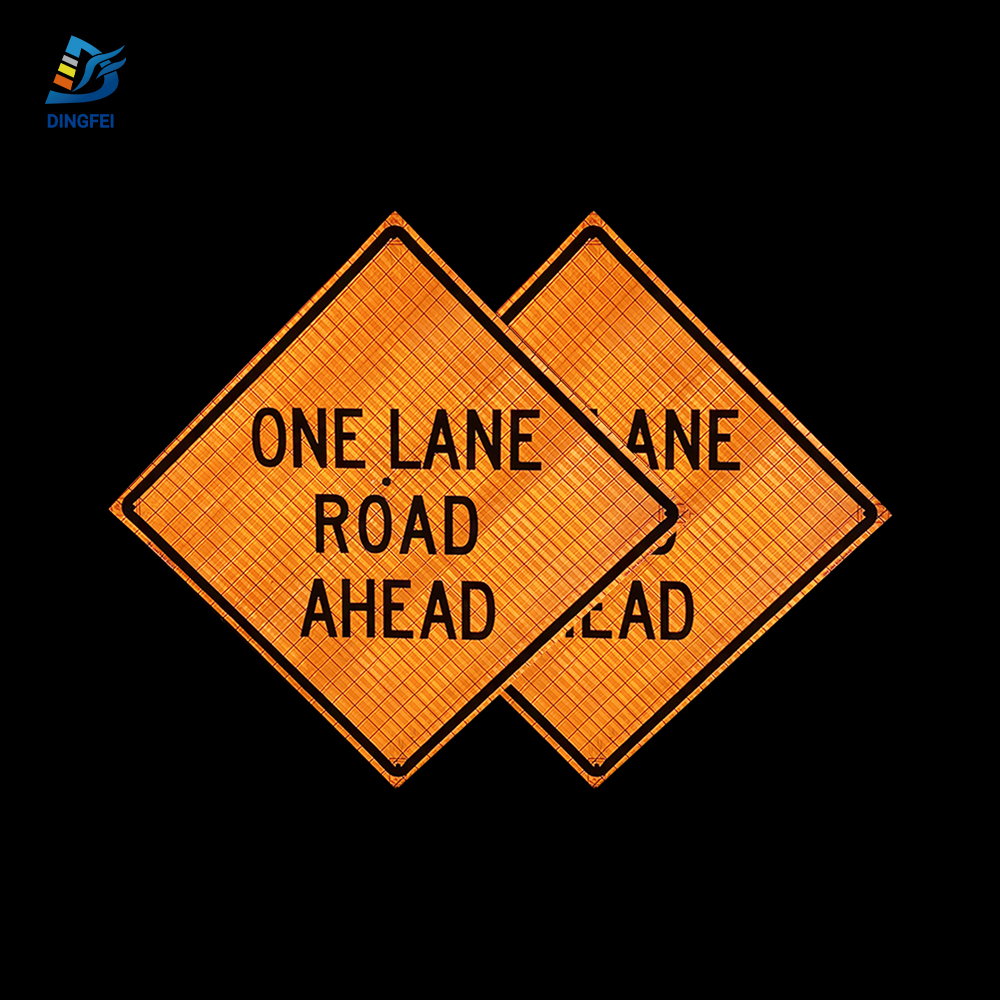 36 Inch Reflective One Lane Road Ahead Roll Up Traffic Sign | Prismatic ...