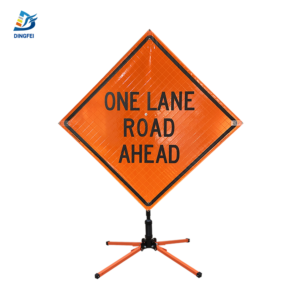36 Inch Reflective One Lane Road Ahead Roll Up Traffic Sign | Prismatic ...