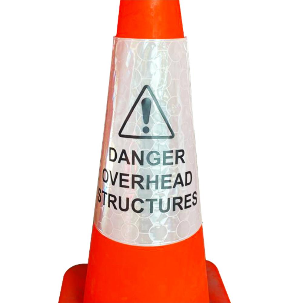 Danger Overhead Structures Traffic Cone Sleeve | Prismatic reflective ...
