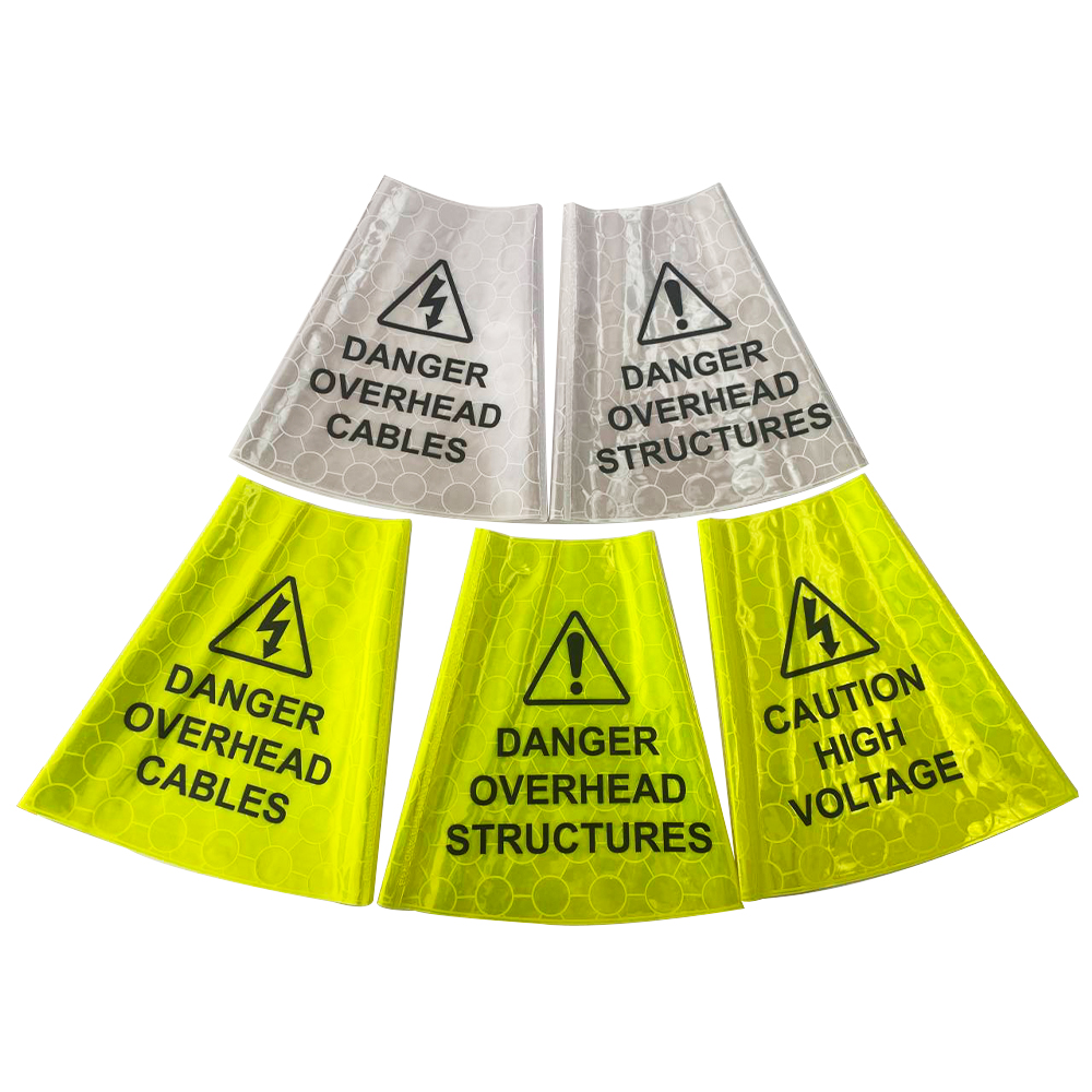 Danger Overhead Structures Traffic Cone Sleeve | Prismatic reflective ...