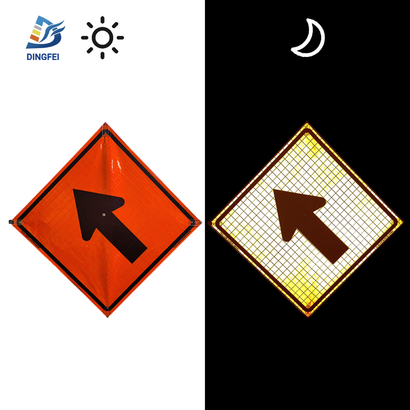 Lane Closure Arrow Reflective Roll Up Traffic Sign | Prismatic ...