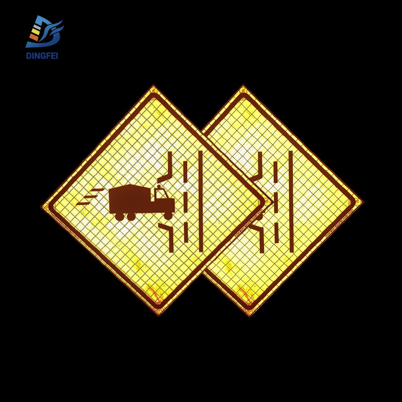 Truck Entrance Left Reflective Roll Up Traffic Sign | Prismatic ...