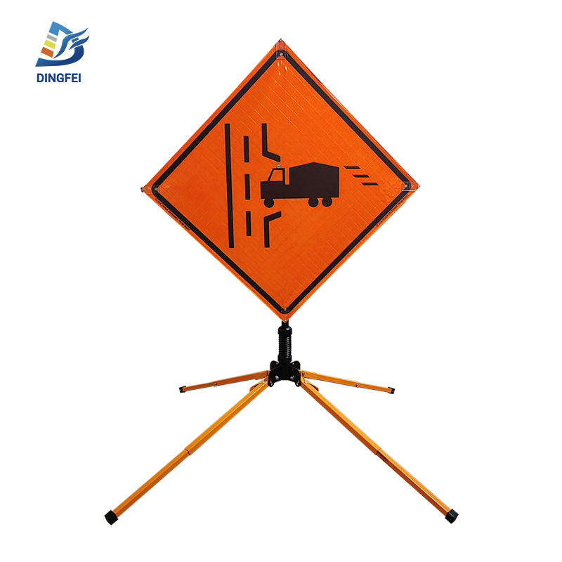 Truck Entrance Right Reflective Roll Up Traffic Sign | Prismatic ...
