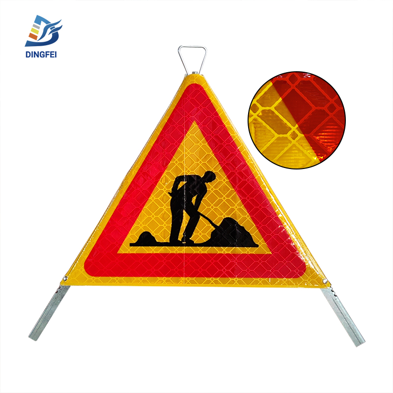 Road Work Reflective Tripod Folding Warning Sign | Prismatic reflective ...