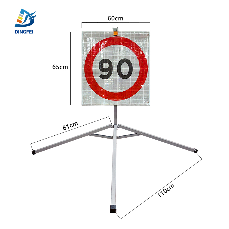 90KM Speed Limit Reflective Tripod Folding Warning Sign | Prismatic ...