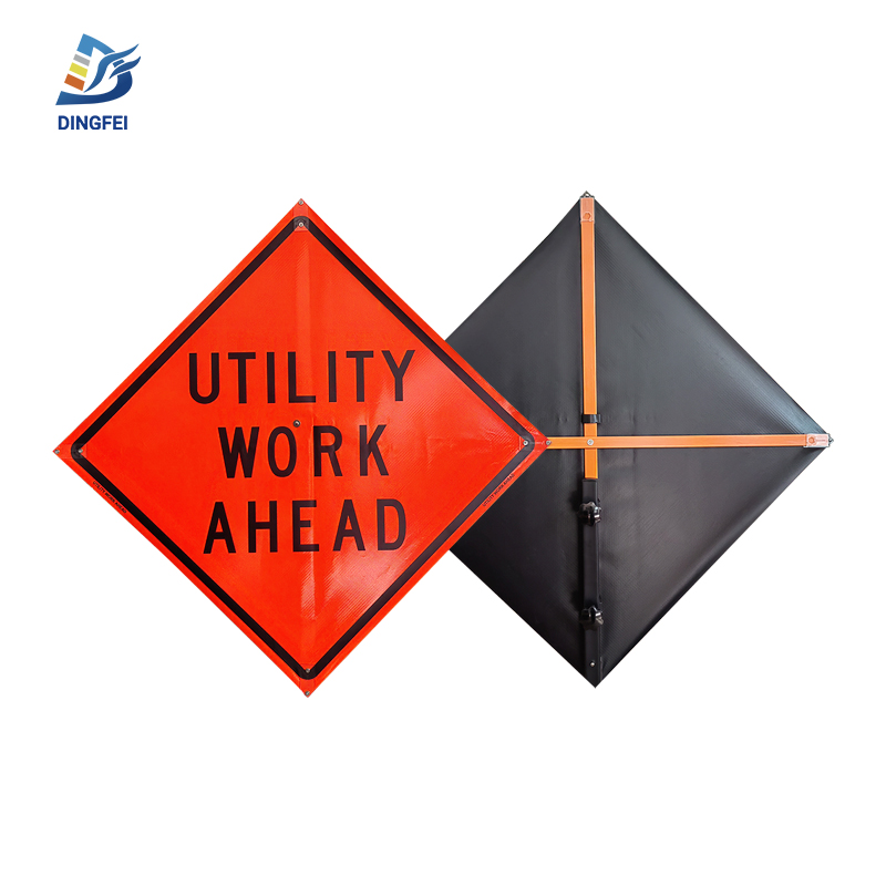 Utility Work Ahead Non Reflective Roll Up Traffic Sign | Prismatic ...