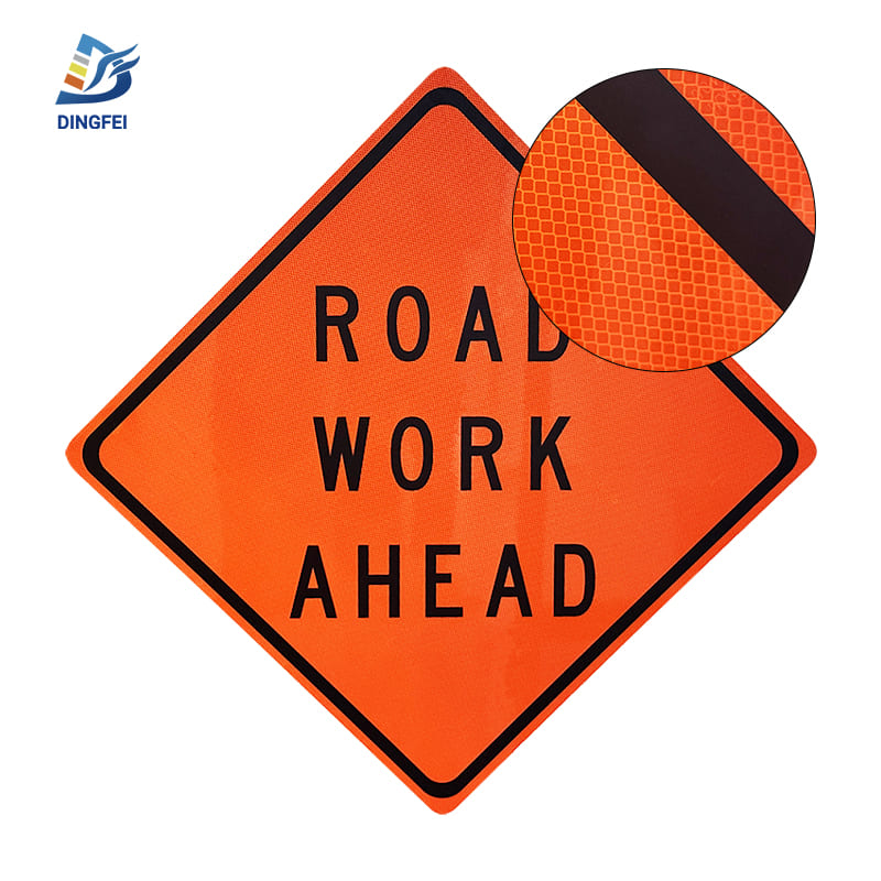 Diamond Grade Aluminum Road Work Ahead Roll Up Traffic Signs ...