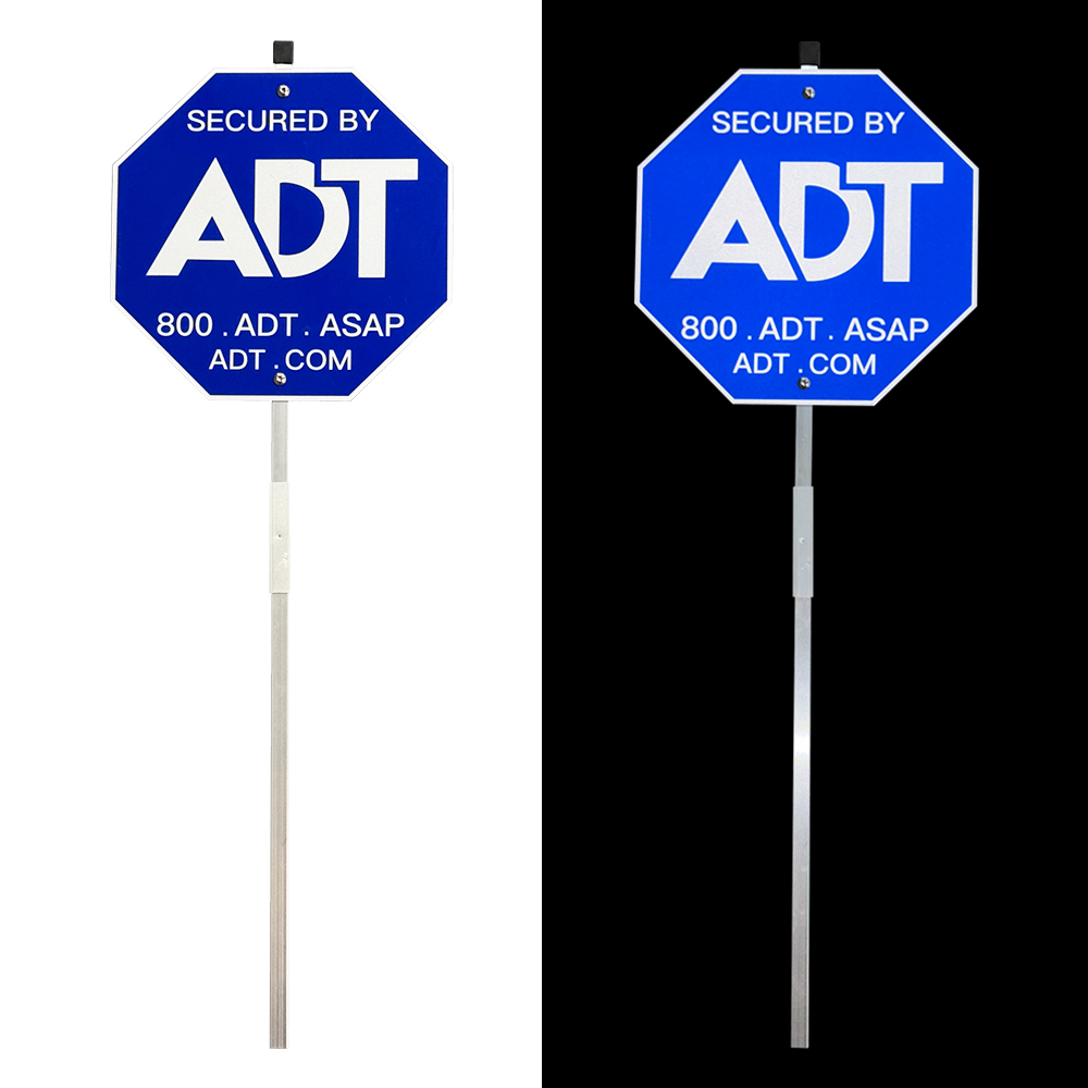 ADT Security Yard Sign | Prismatic reflective film, PVC cone sleeve ...